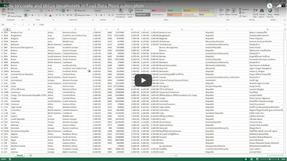 Using Parameters In Toad Data Point Automation