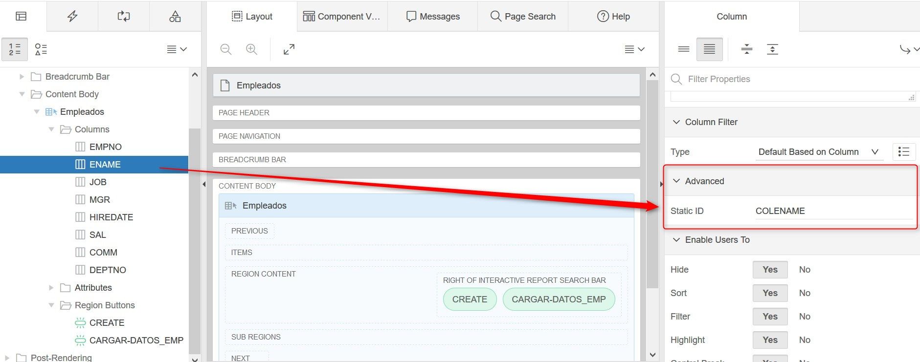 Cómo manejar el ancho de columnas en los Informes en Oracle APEX 5.1