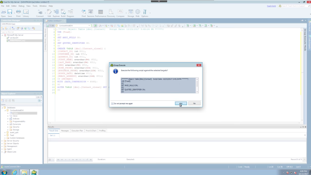 Working with Group Execute in Toad for SQL Server