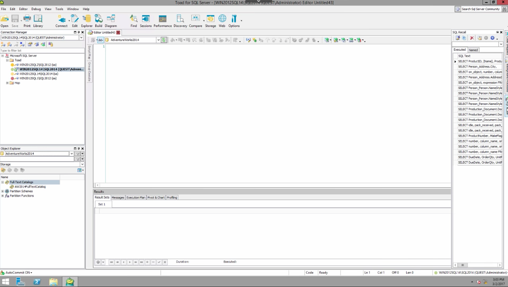 Toad for SQL Server - Configuration and Layout