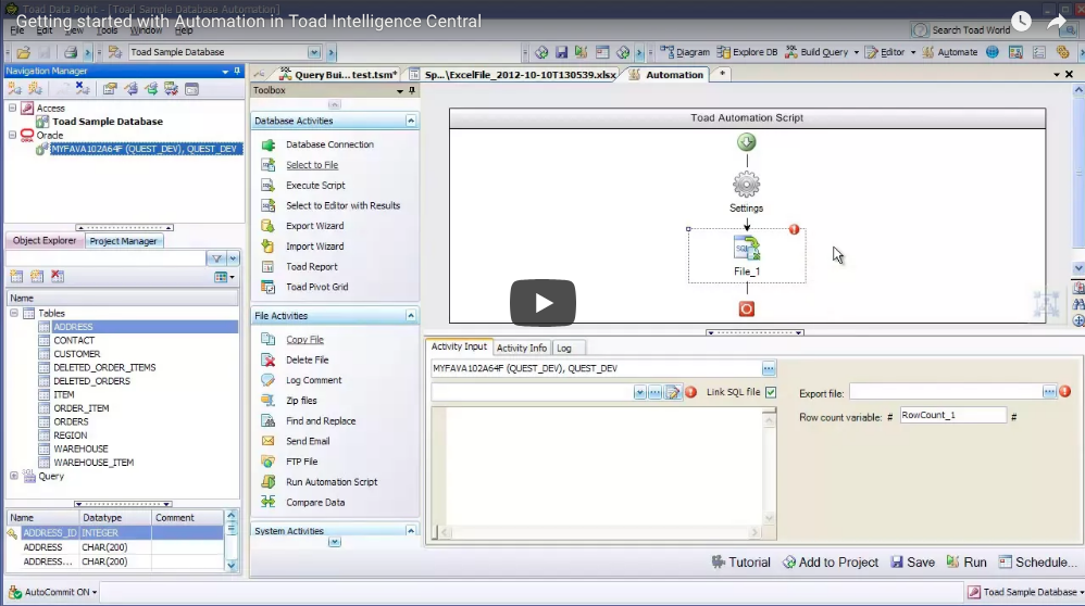 Getting started with Automation in Toad Data Point