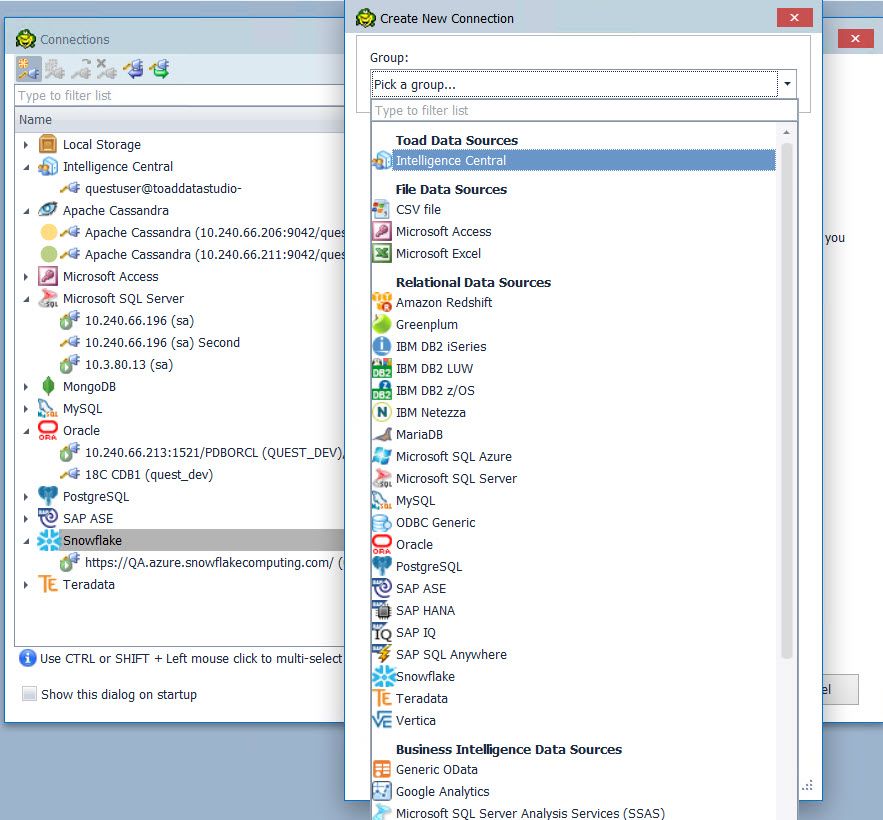 Connections in Toad Data Studio - Toad World Blog